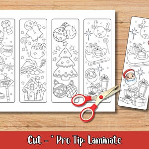 Printable Christmas Coloring Bookmarks, Christmas Activity Page, Color ...