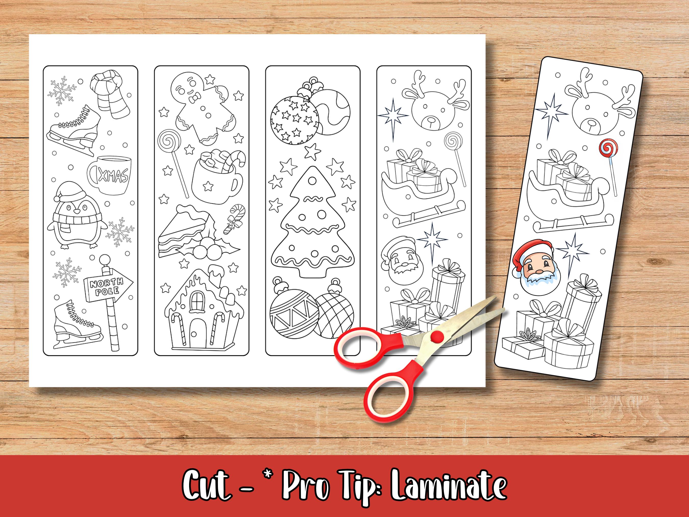 Printable Christmas Coloring Bookmarks, Christmas Activity Page, Color ...