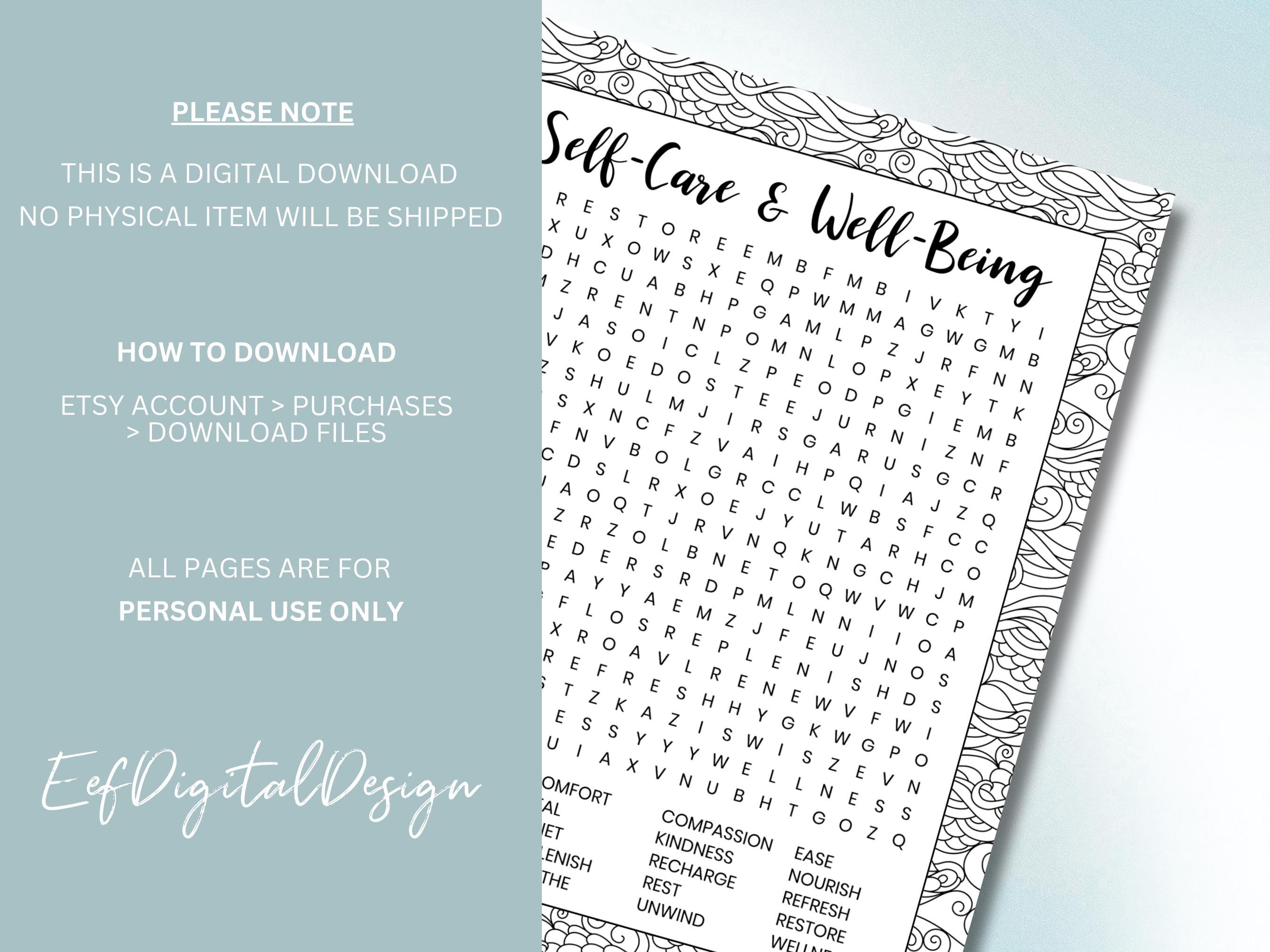 Self Care Word Search Printable Puzzle | Mindfulness Activity | Stress ...