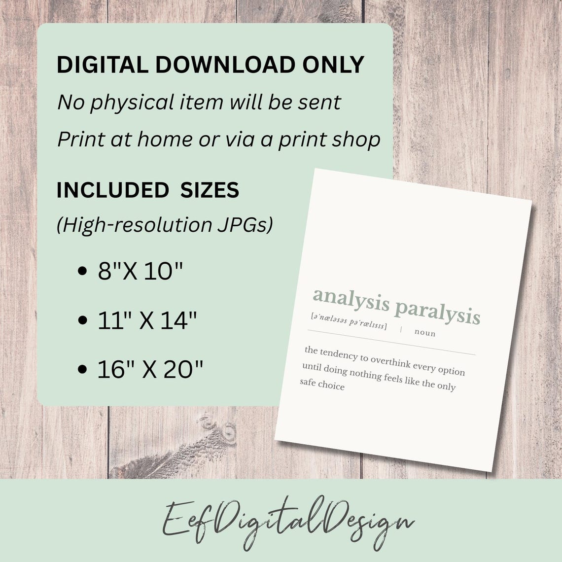 Analysis Paralysis Definition Print: Neurodivergent Mental Health Art ...