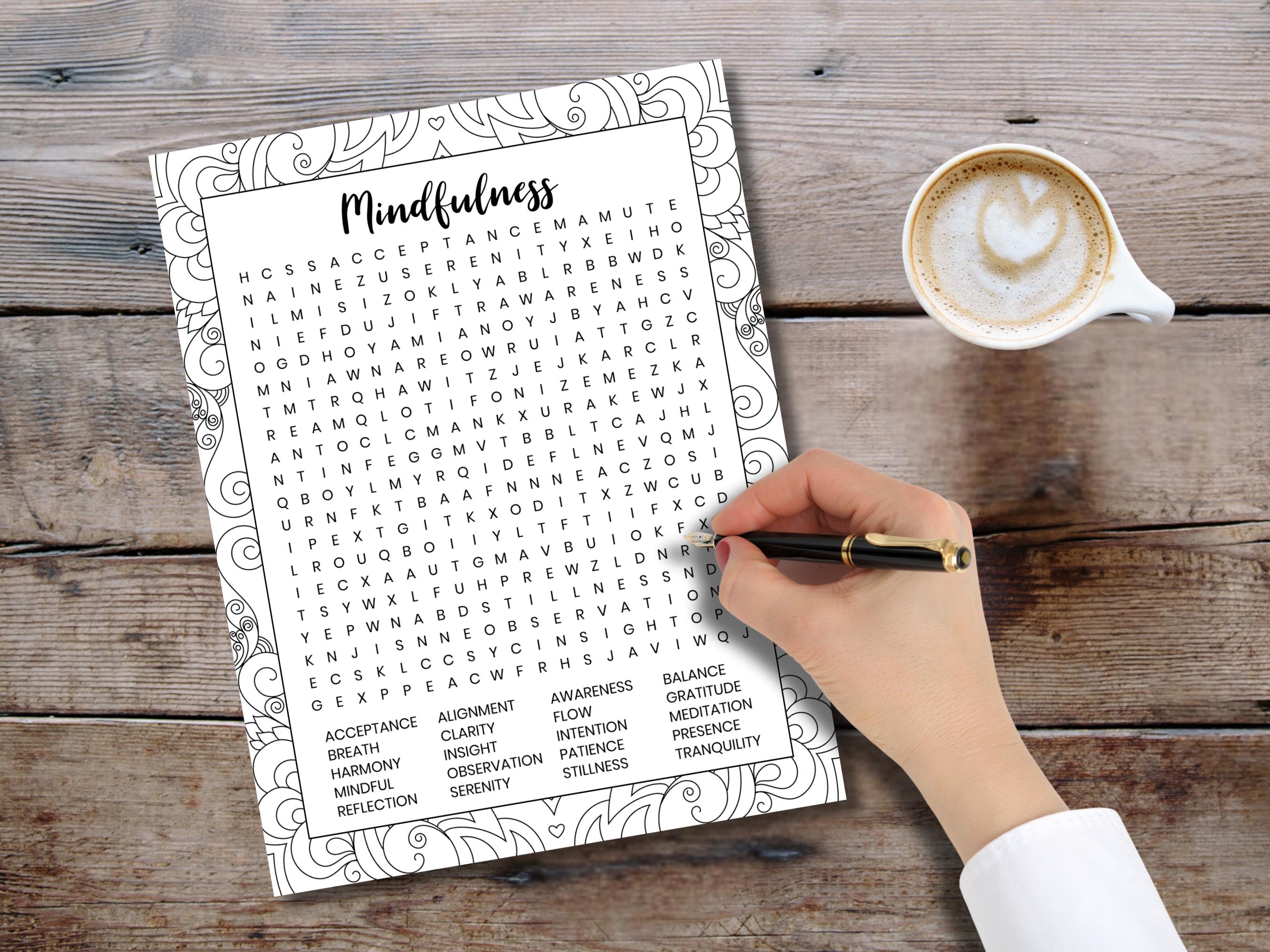 Mindfulness Word Search Puzzle | Printable Mindfulness Activity for ...