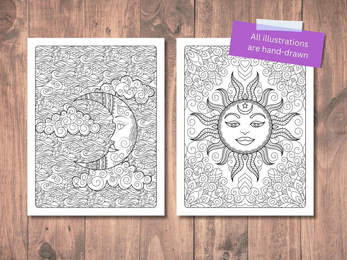 Celestial Mystical Mandala Patterns: Hand-drawn Printable Coloring ...