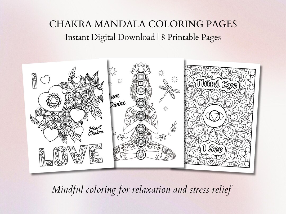 Chakra Mandala Coloring Pages, Affirmations, Mindful Relaxation ...