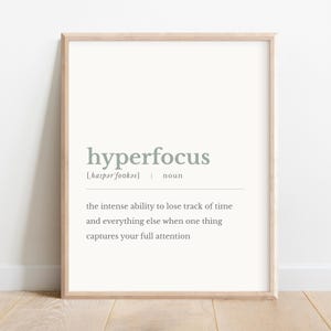 Hyperfocus Definition Print – Printable ADHD Wall Art – Mental Health ...