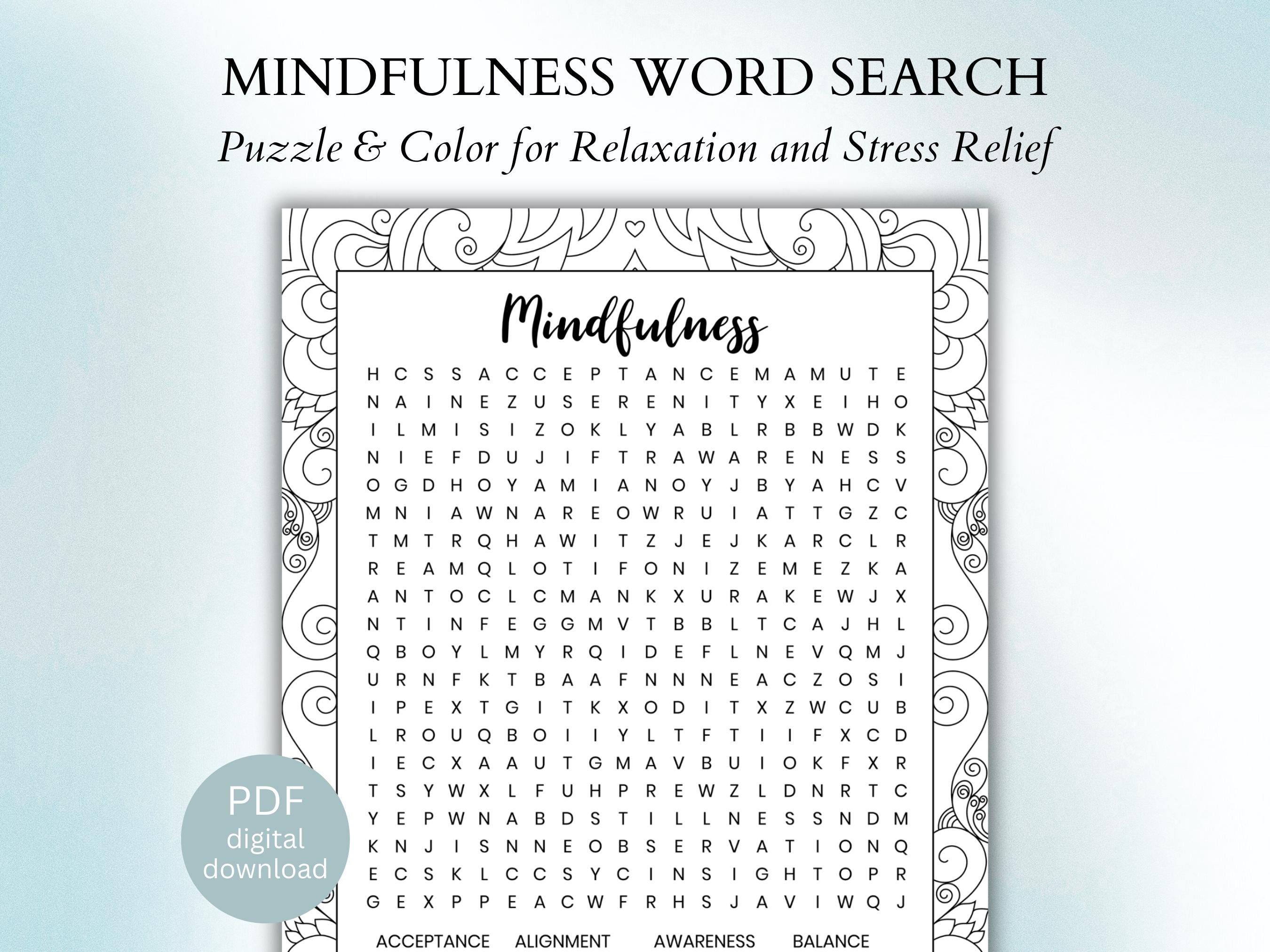 Mindfulness Word Search Puzzle | Printable Mindfulness Activity for ...