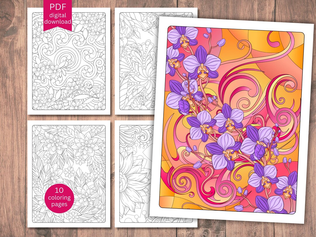 Floral Coloring Book: Hand-drawn Flower Patterns for Relaxation (PDF ...