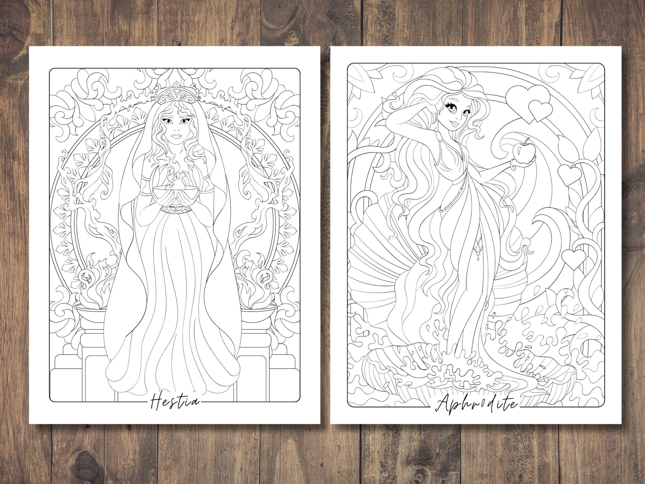 Greek Goddesses Printable Coloring Pages | Set of 6 Adult Coloring ...