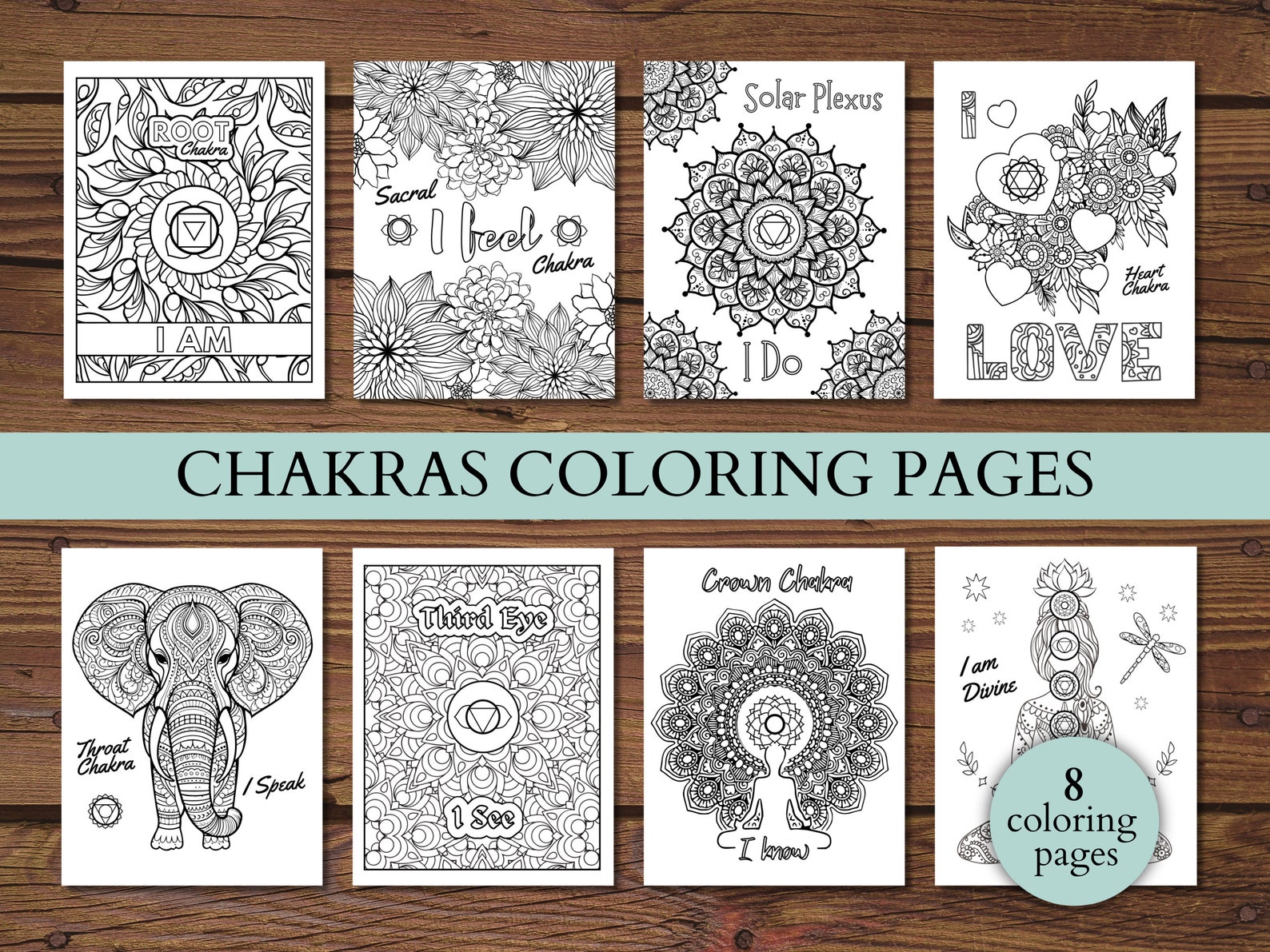 Chakra Mandala Coloring Pages, Affirmations Coloring Pages, Mindful ...