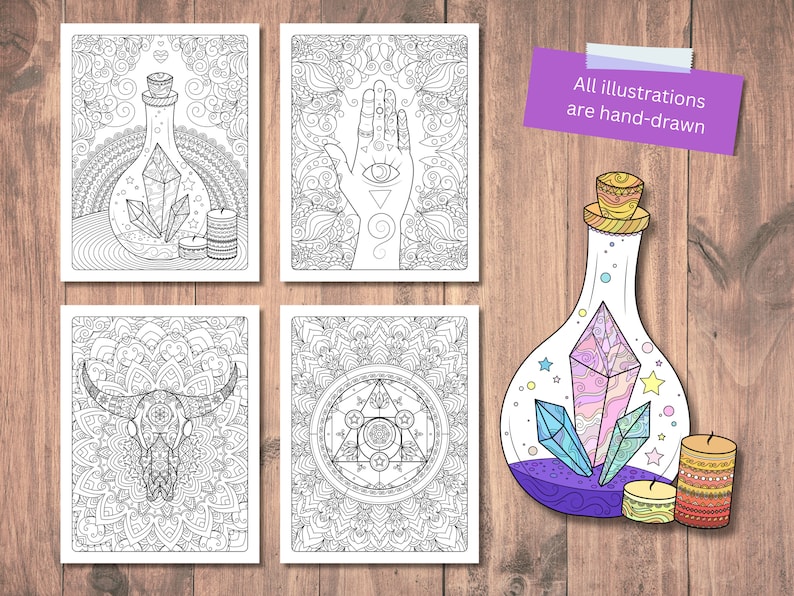 Magical Witch Mandala Coloring Pages - Hand-drawn Mystical Coloring ...