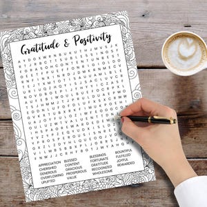 Gratitude Printable Word Search & Coloring Page | Positivity Word ...