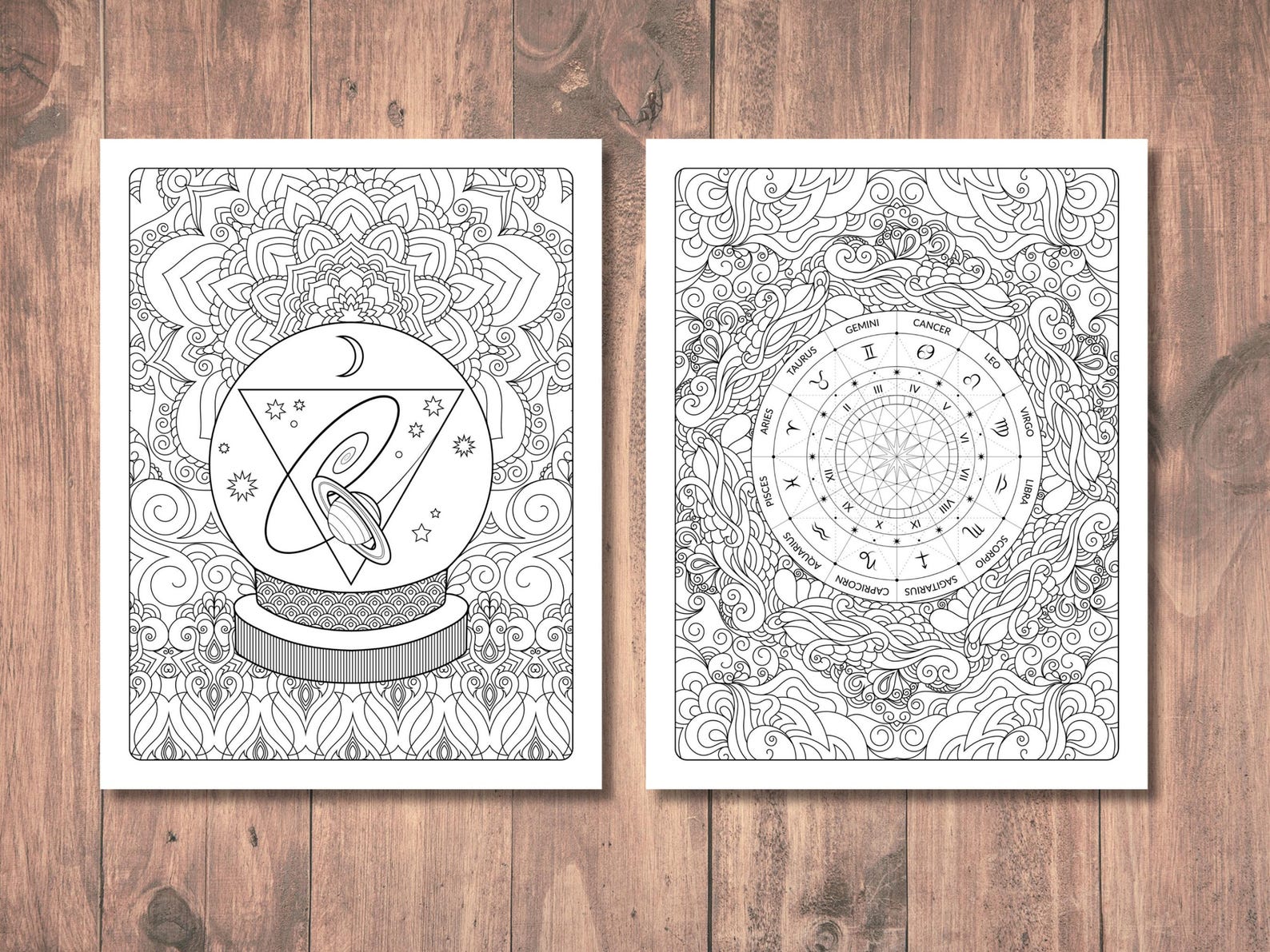 Celestial Mystical Mandala Patterns: Hand-drawn Printable Coloring ...