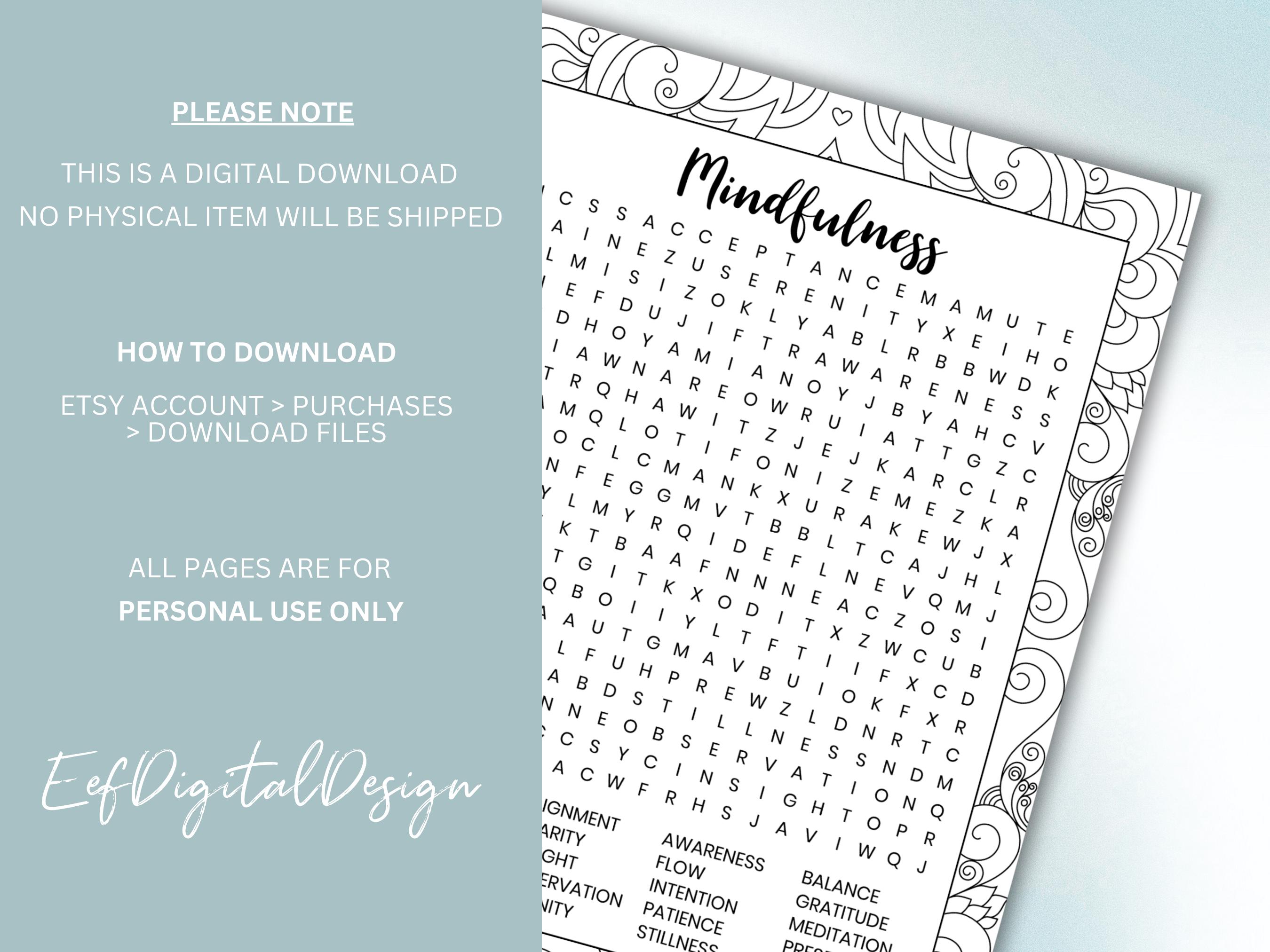 Mindfulness Word Search Puzzle | Printable Mindfulness Activity for ...