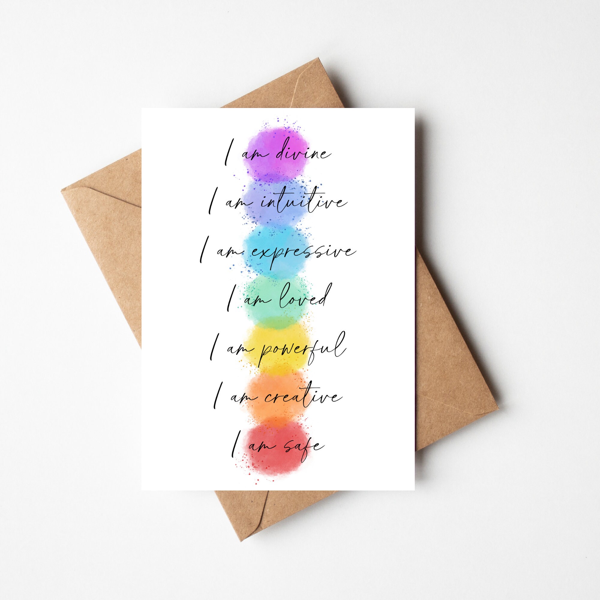Chakra Affirmations Card, I Am Affirmations Card, Chakra Printable ...