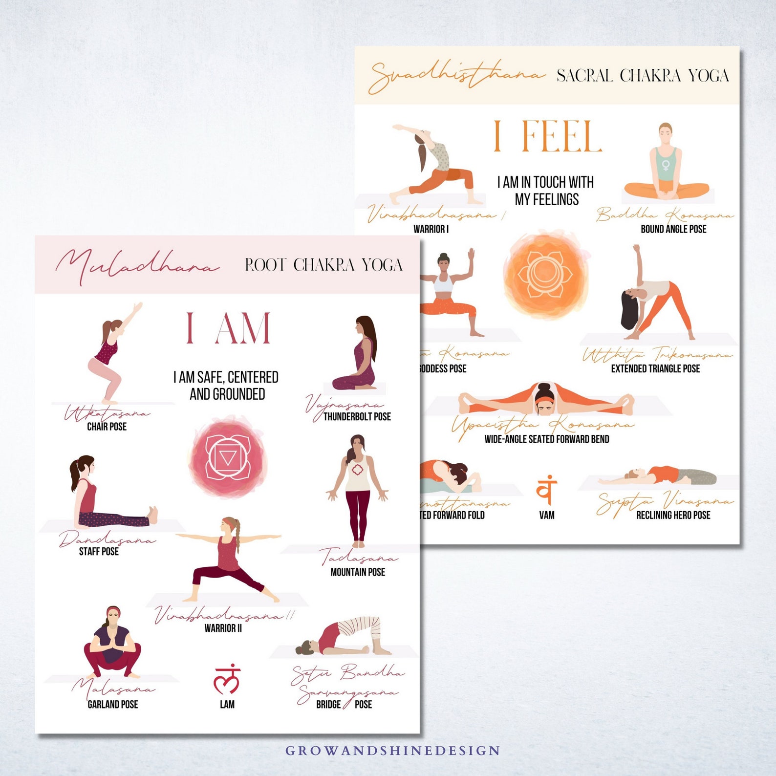 Chakra Print, Chakra Yoga Printable Chart, 7 Chakras Yoga Poses, Chakra ...