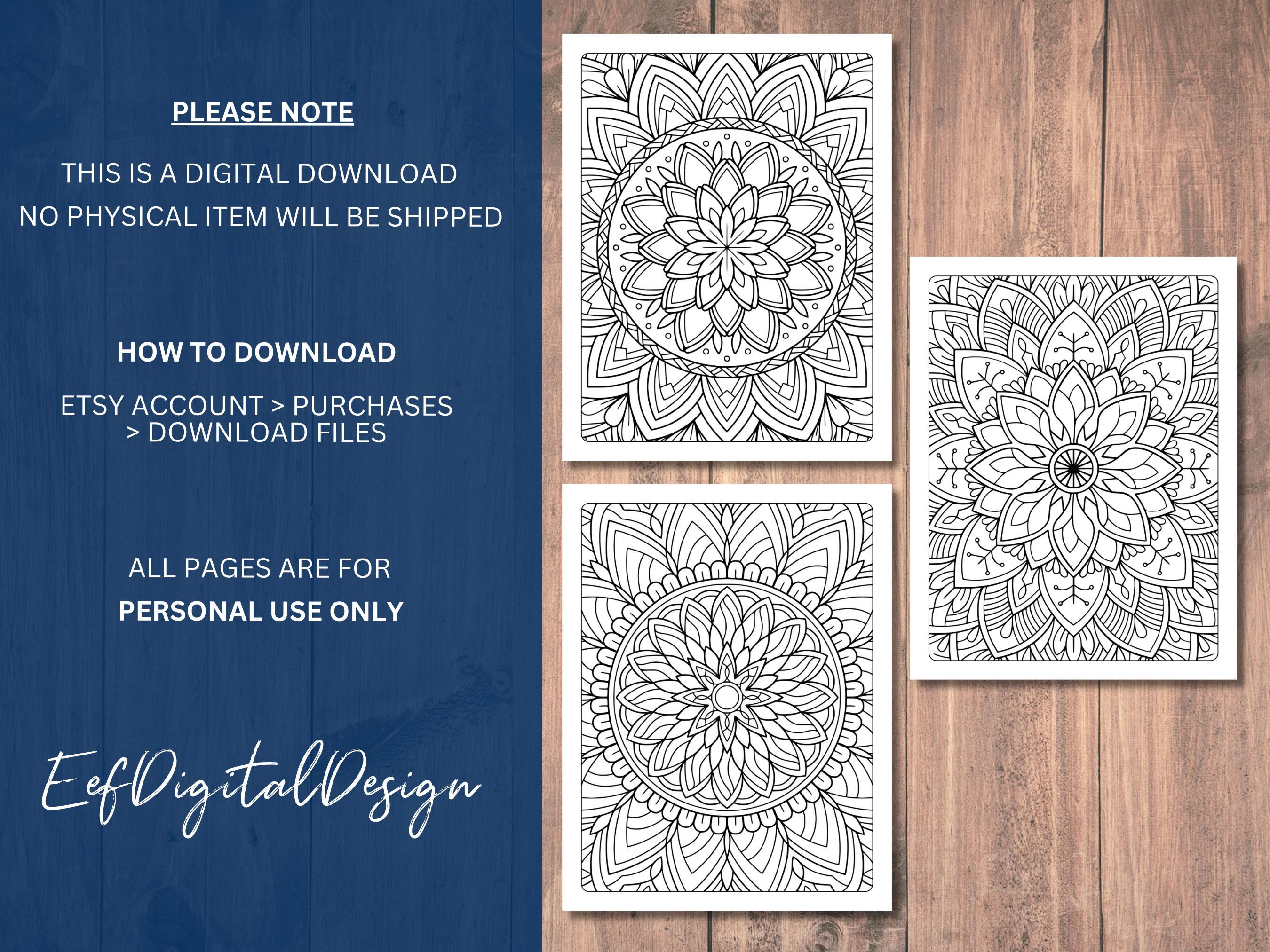 Mandala Coloring Book, Relaxing Geometric Patterns (PDF Pattern) - Etsy