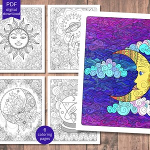 Celestial Mystical Mandala Patterns: Hand-drawn Printable Coloring ...