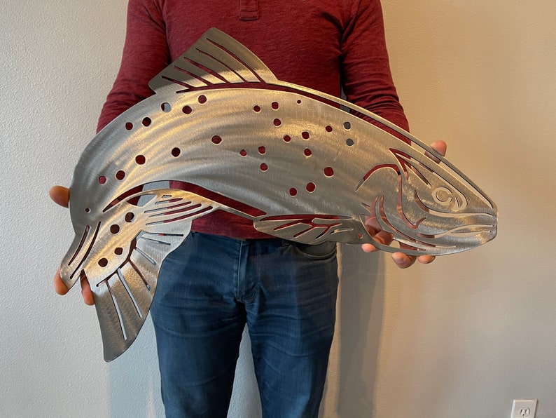 Rainbow Trout Fish Metal Sign 36 Inches HUGE Wall Art Fishing - Etsy