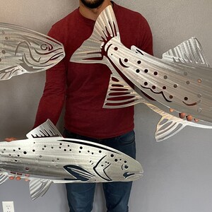 Rainbow Trout Fish Metal Sign 36 Inches HUGE Wall Art Fishing Parents ...