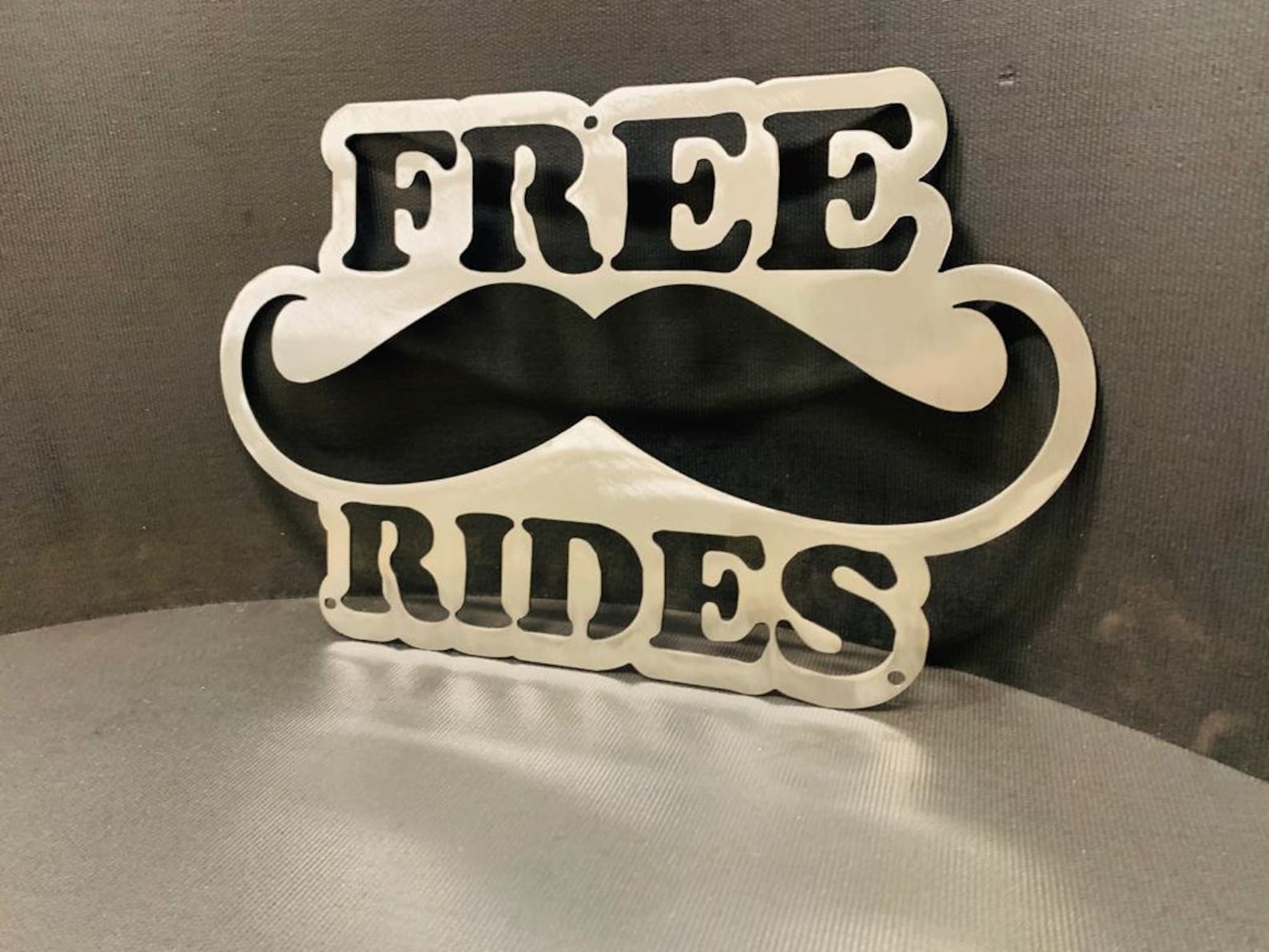 Free Mustache Rides metal wall sign garage mancave Fathers Day | Etsy