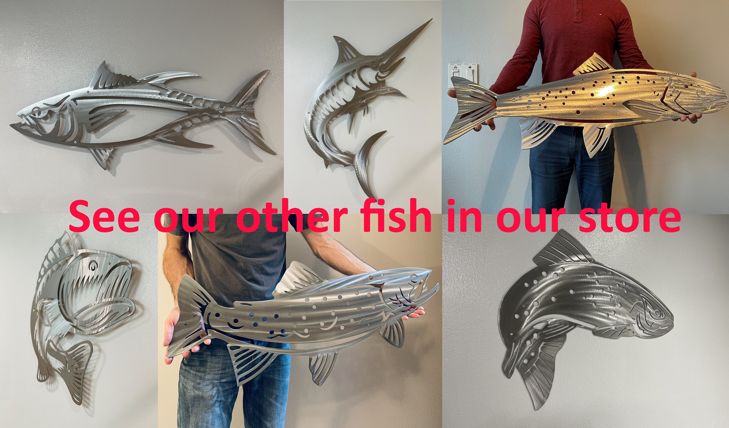 Yellowfin Tuna Fish Metal Sign 36 inches HUGE wall art Fishing | Etsy