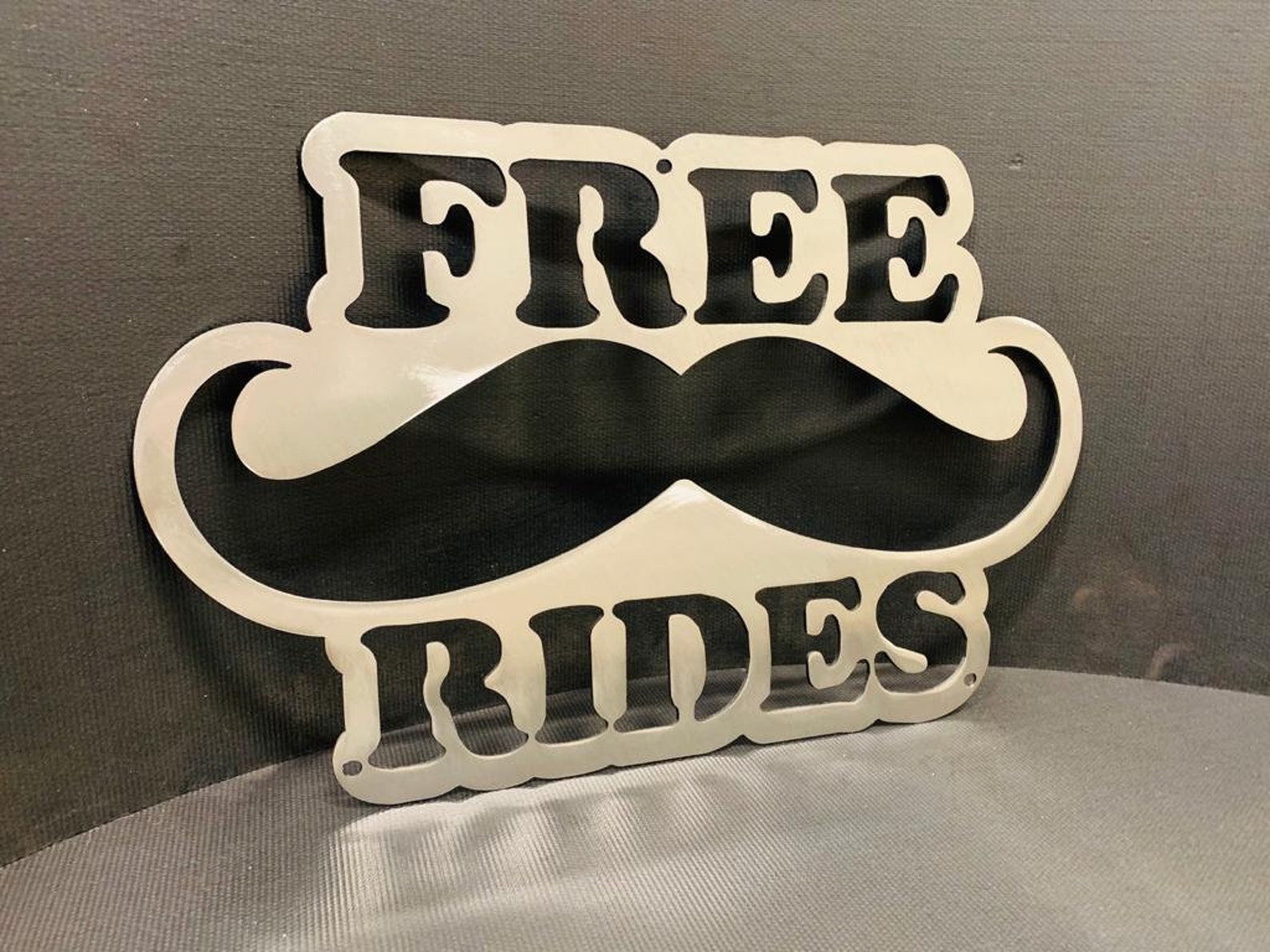 Free Mustache Rides metal wall sign garage mancave Fathers Day | Etsy