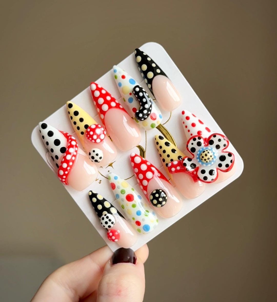 Dot Lady Yayoi Kusama Nails Artist Press on Nails Trending Nails ...