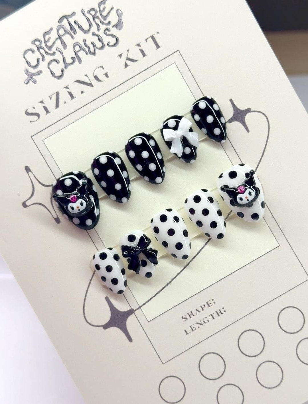 Twee 2000s Nails Nostalgia Core Kawaii Nails Black and White Nails ...