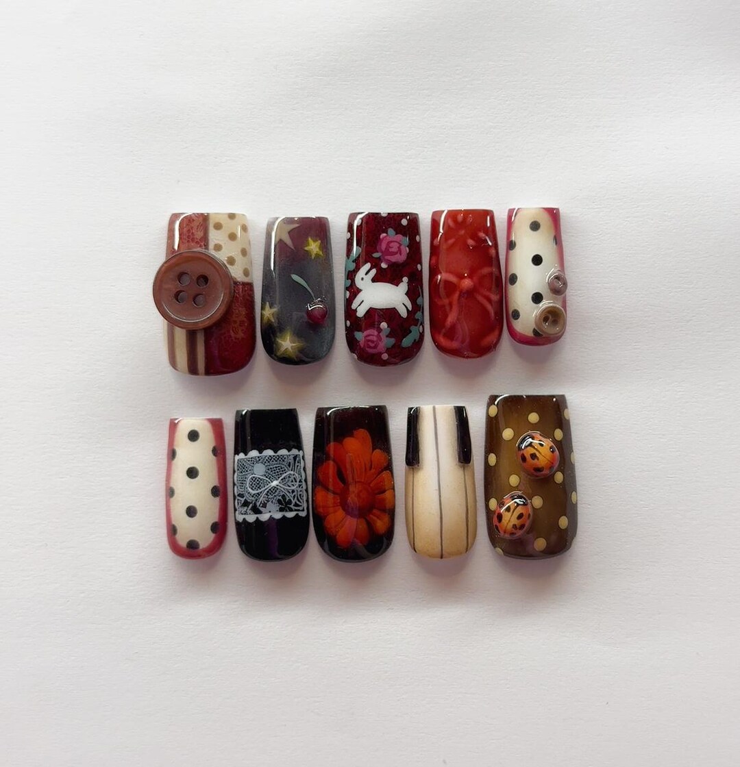 Coffee Date | Press on Nails | Reusable Nails | Nostalgia Core ...