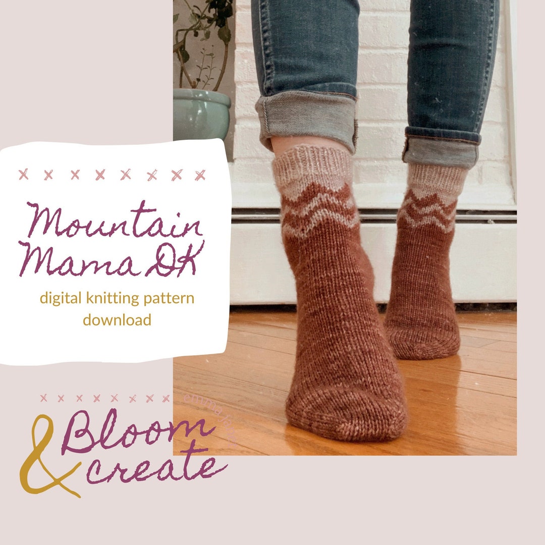 Mountain Mama DK Sock Pattern // Easy DK Weight Sock Pattern Digital ...