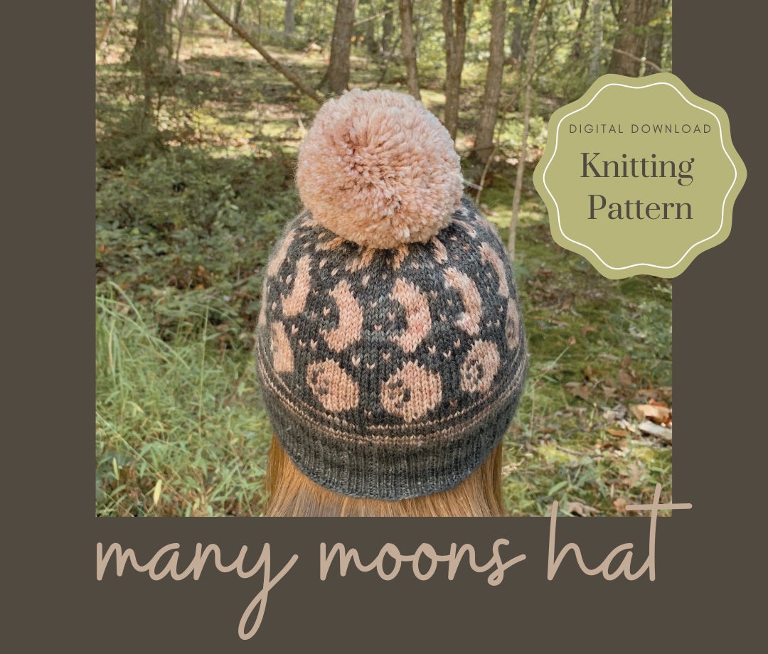 Many Moons Hat // Knitting Pattern // Easy Colorwork Knit Hat Pattern ...