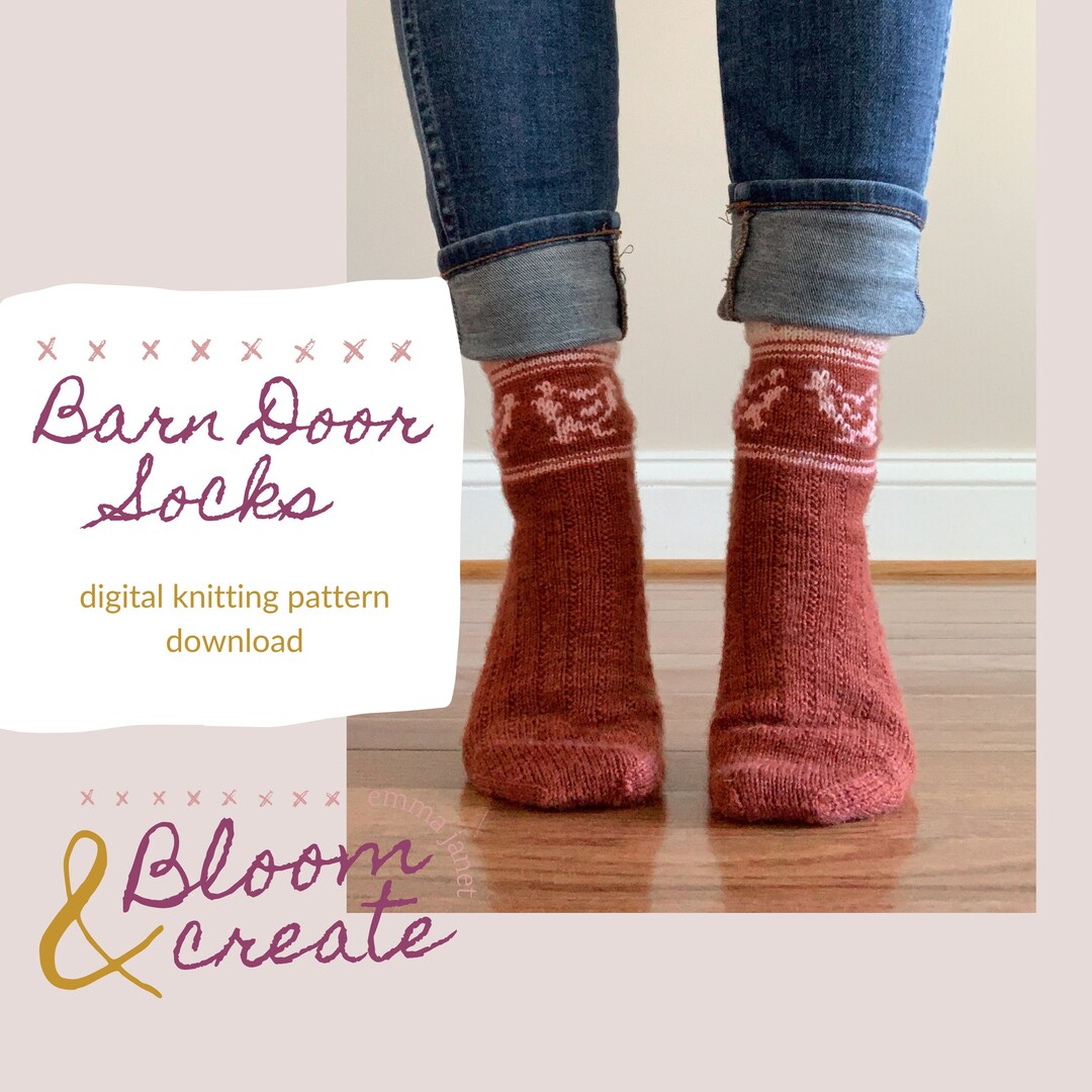 Barn Door Socks // Chicken Colorwork Socks // Bloom and Create Designs ...