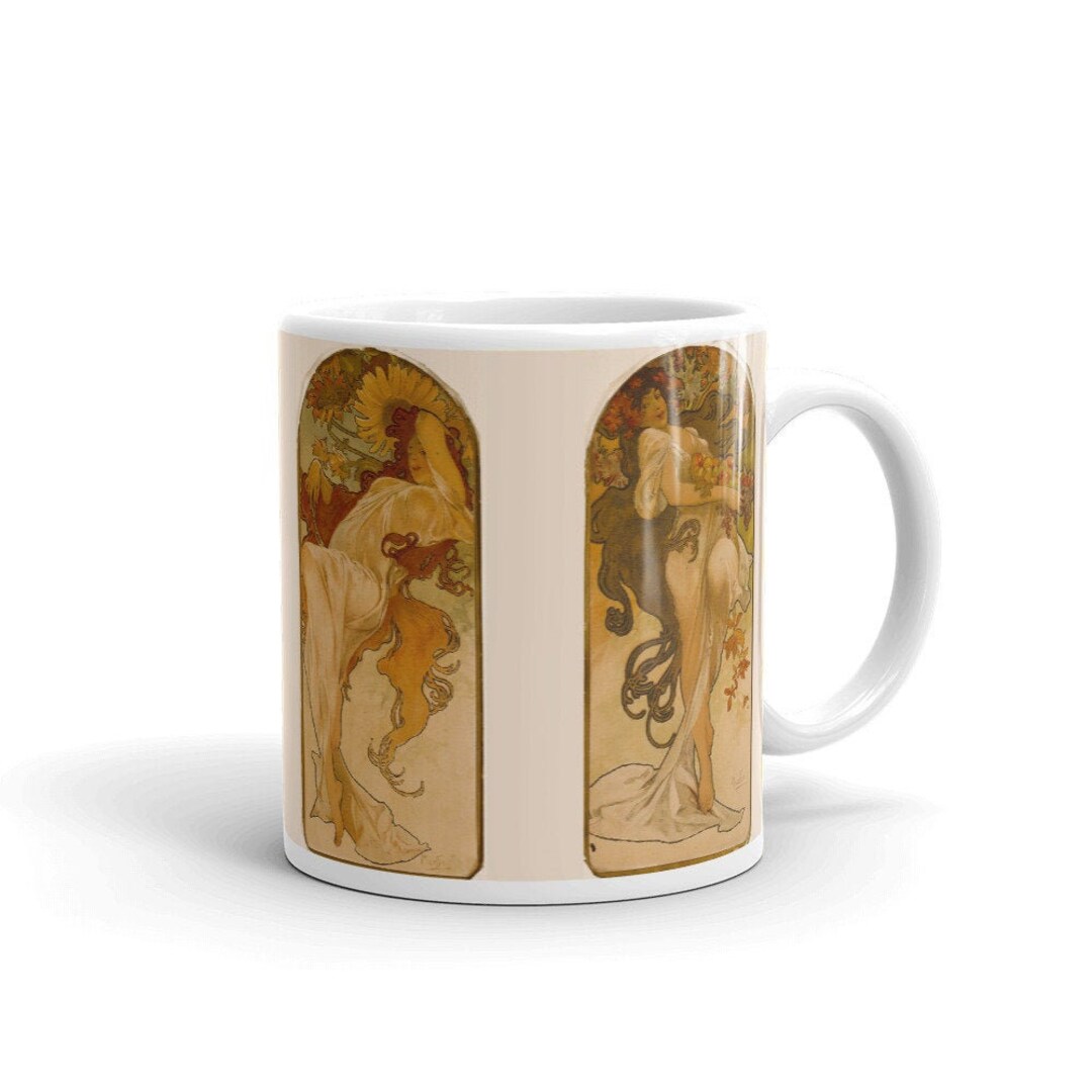 The Seasons-alphonse Mucha Mug-art Nouveau,erotic Art,feminine Energy ...