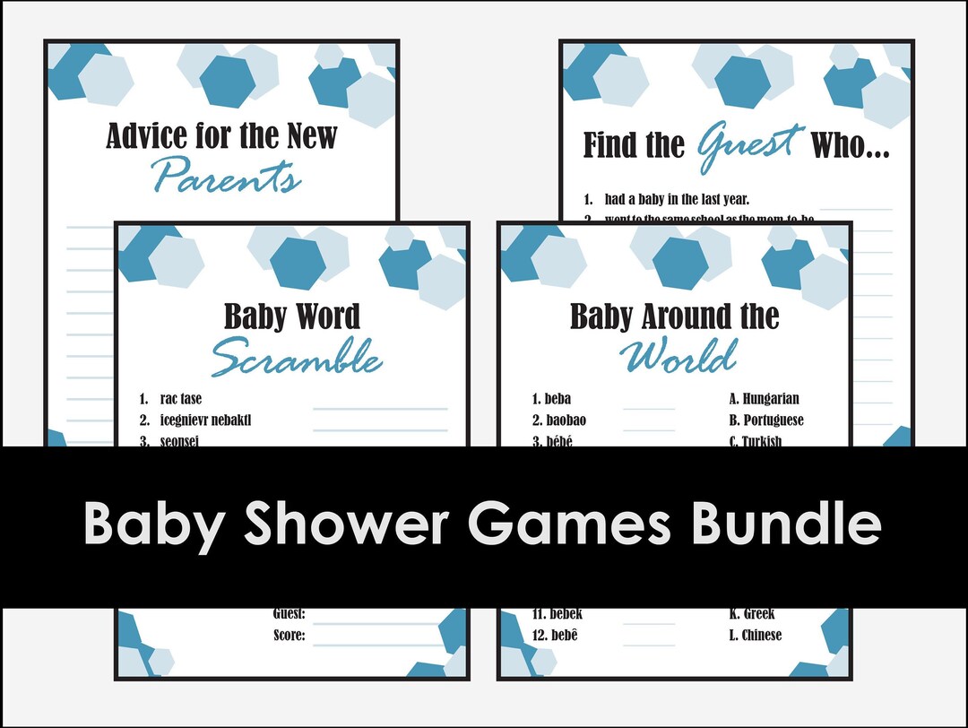 Shower Game Bundle, Baby Shower Games Printable, Baby Shower Game Idea ...