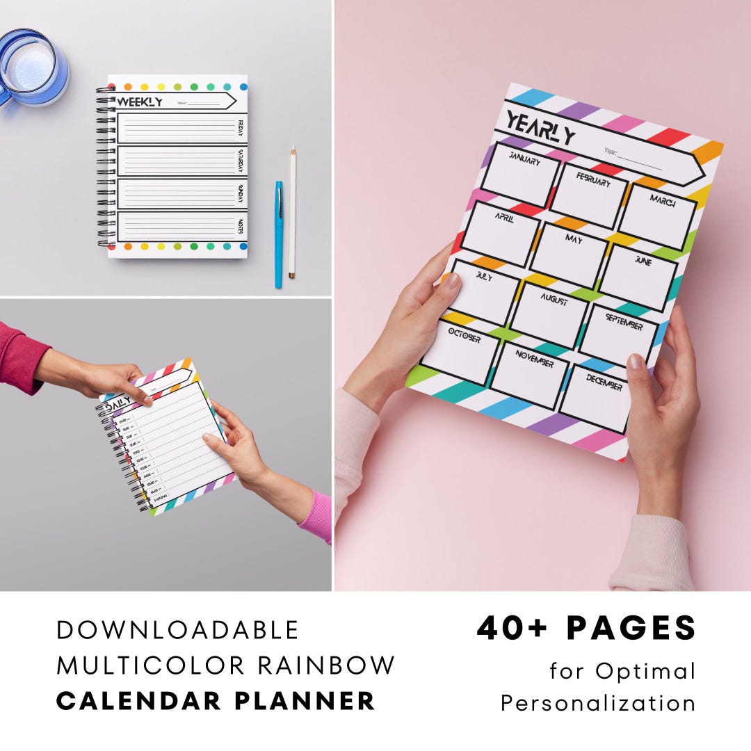 Multicolor Printable Download Digital Daily Planner - 2025, 2026, 2027 ...