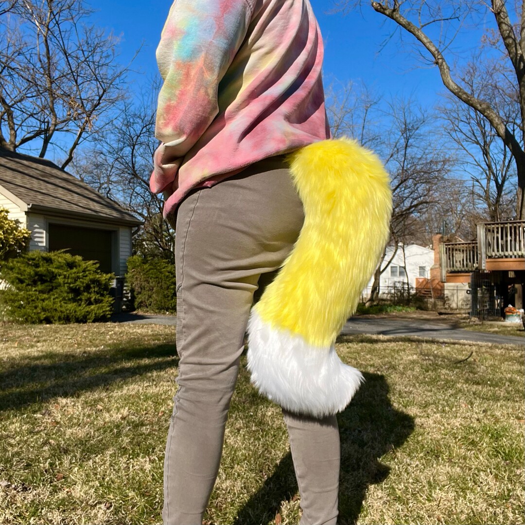 Sunshine Yellow Faux Fur Fox Fursuit Tail - Etsy