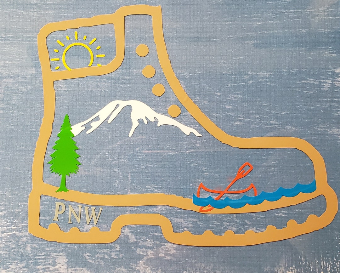 PNW Hiking Boot Decal - Etsy