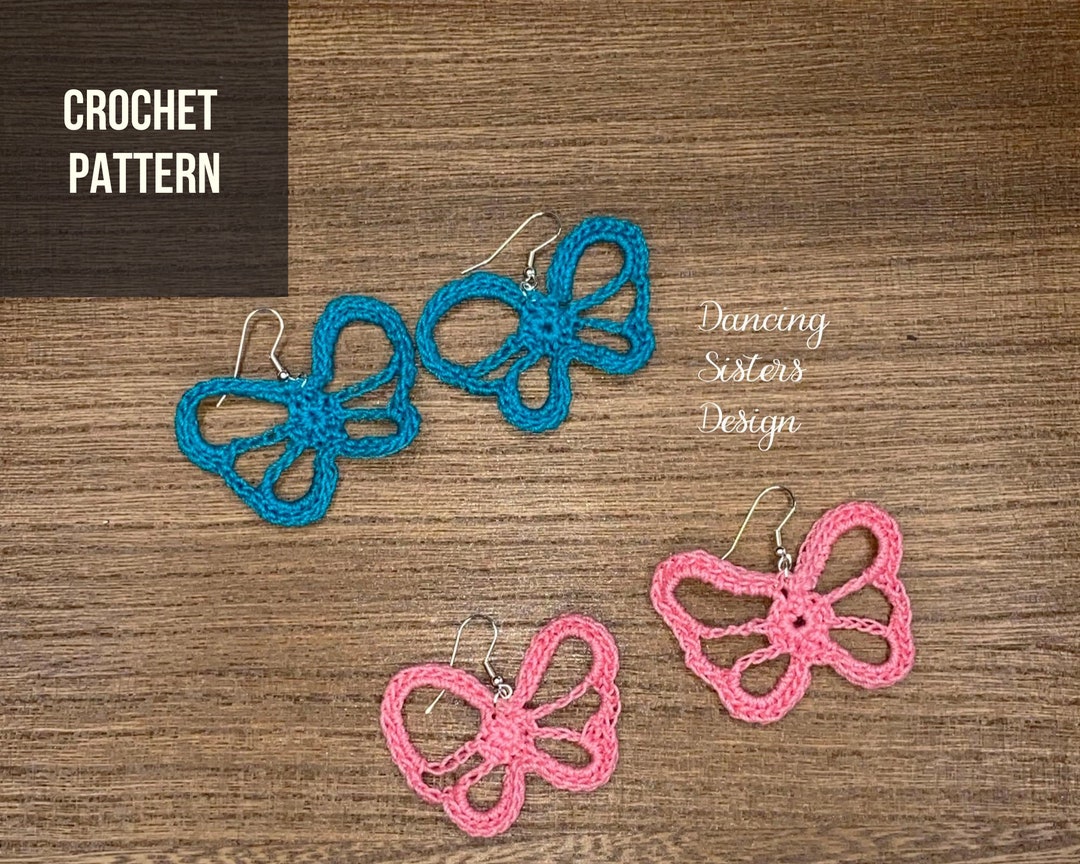 Papillon Earrings Crochet Pattern - Instant Download, Butterfly Dangle ...