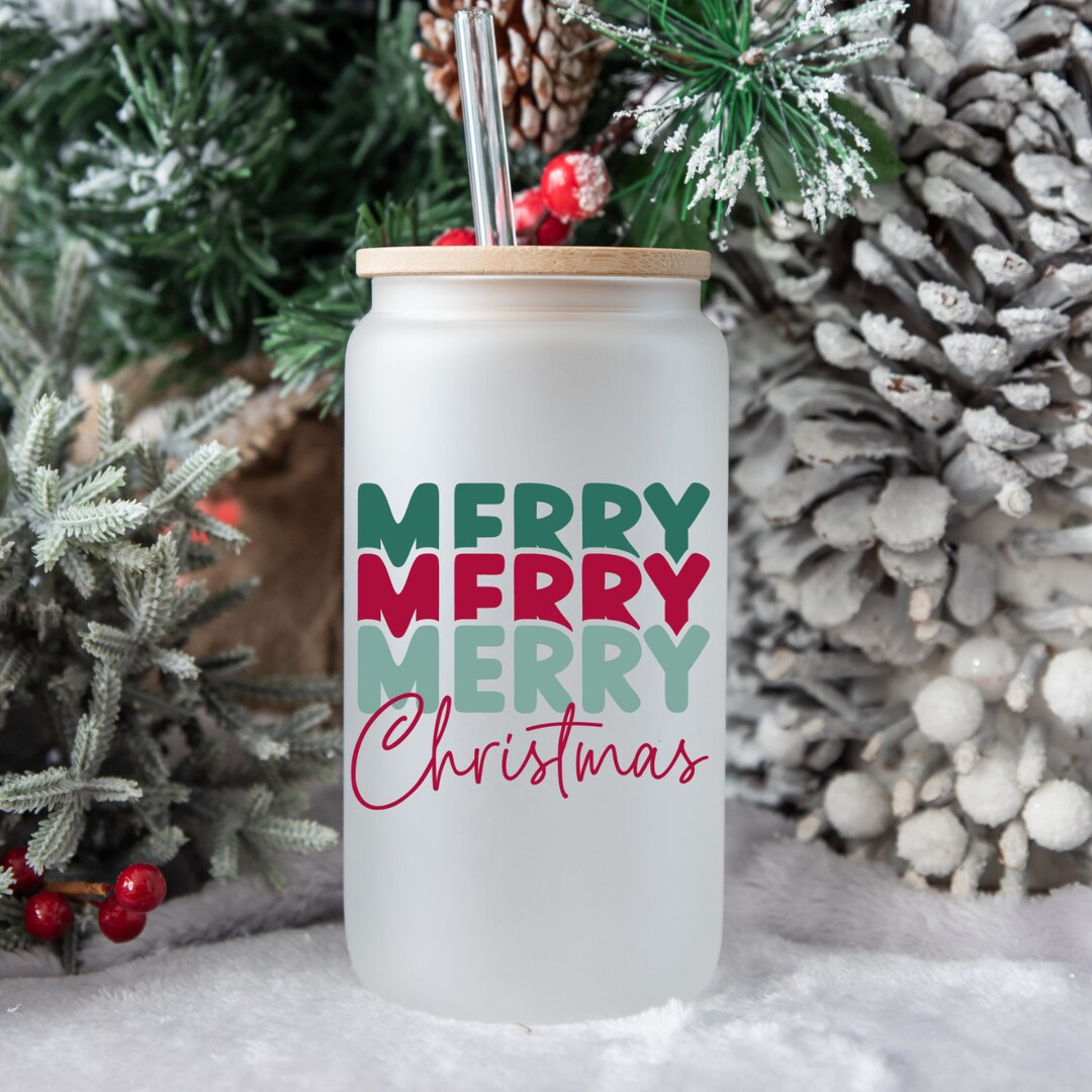 Merry Christmas Beer Can Glass Christmas Glass Cup Christmas Can Glass ...
