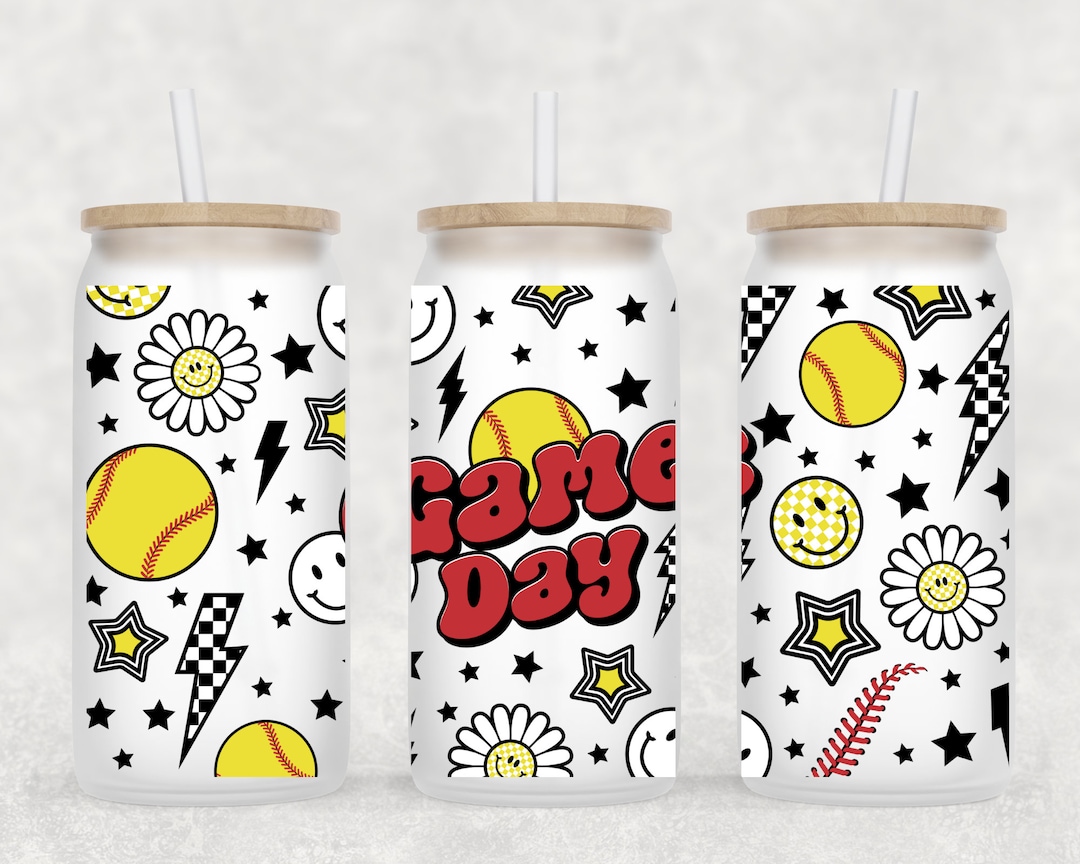 Softball Beer Can Glass Softball Mug Softball Mom Coffeee Cup game Day ...