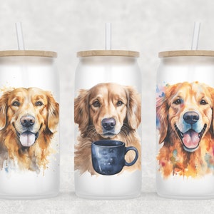Golden Retriever Beer Can Glass | Dog Mom Gift | Golden Retriever Mug ...