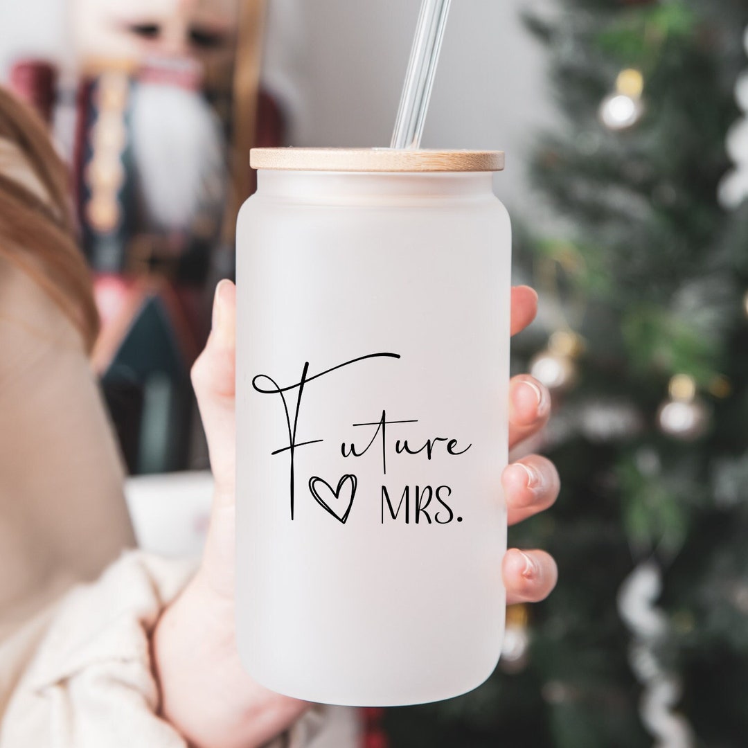 Future Mrs. Beer Glass Jar | Engagement Gift | Iced Coffee Glass | Iced ...