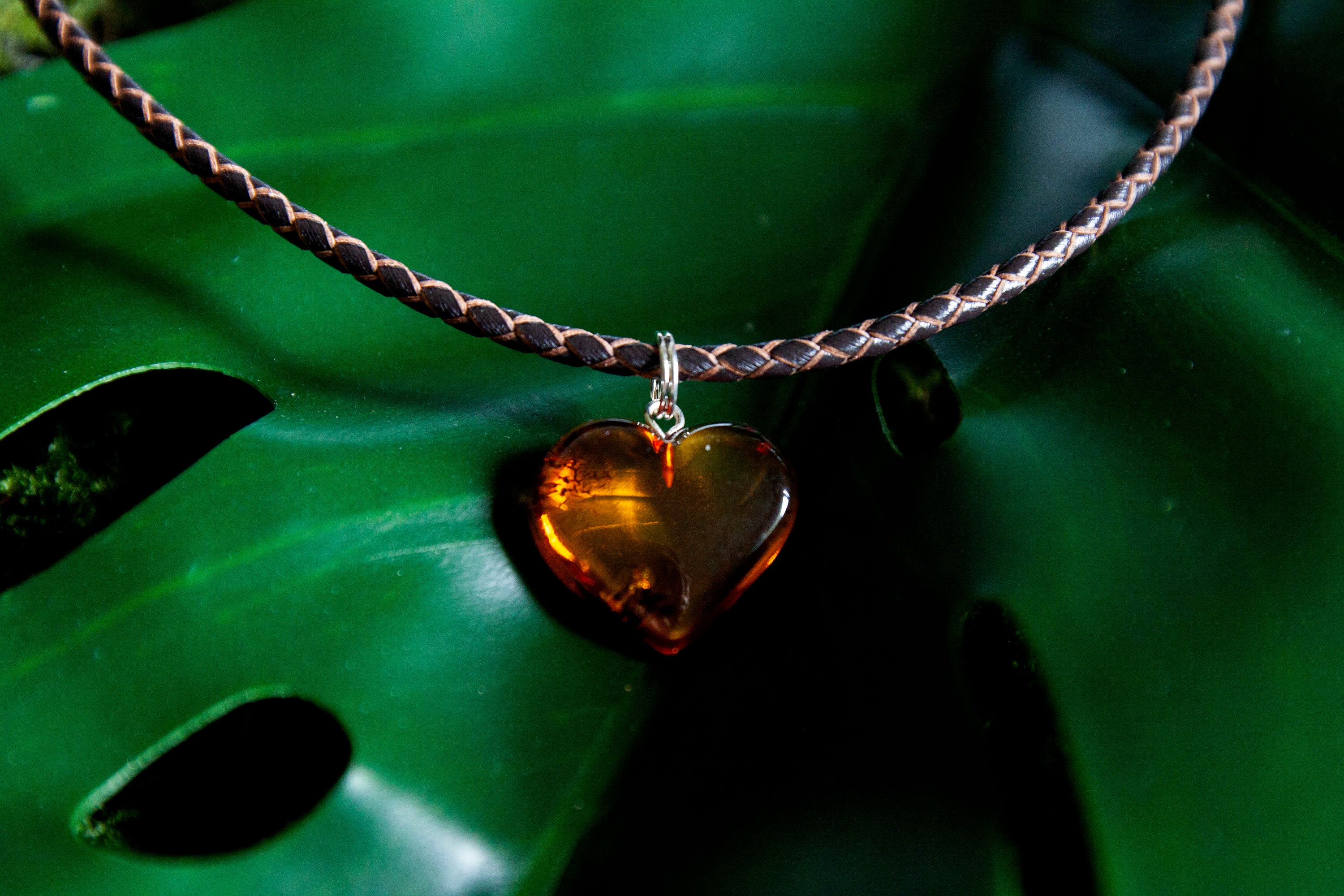 Heart Shaped Amber Pendant Necklace - Etsy