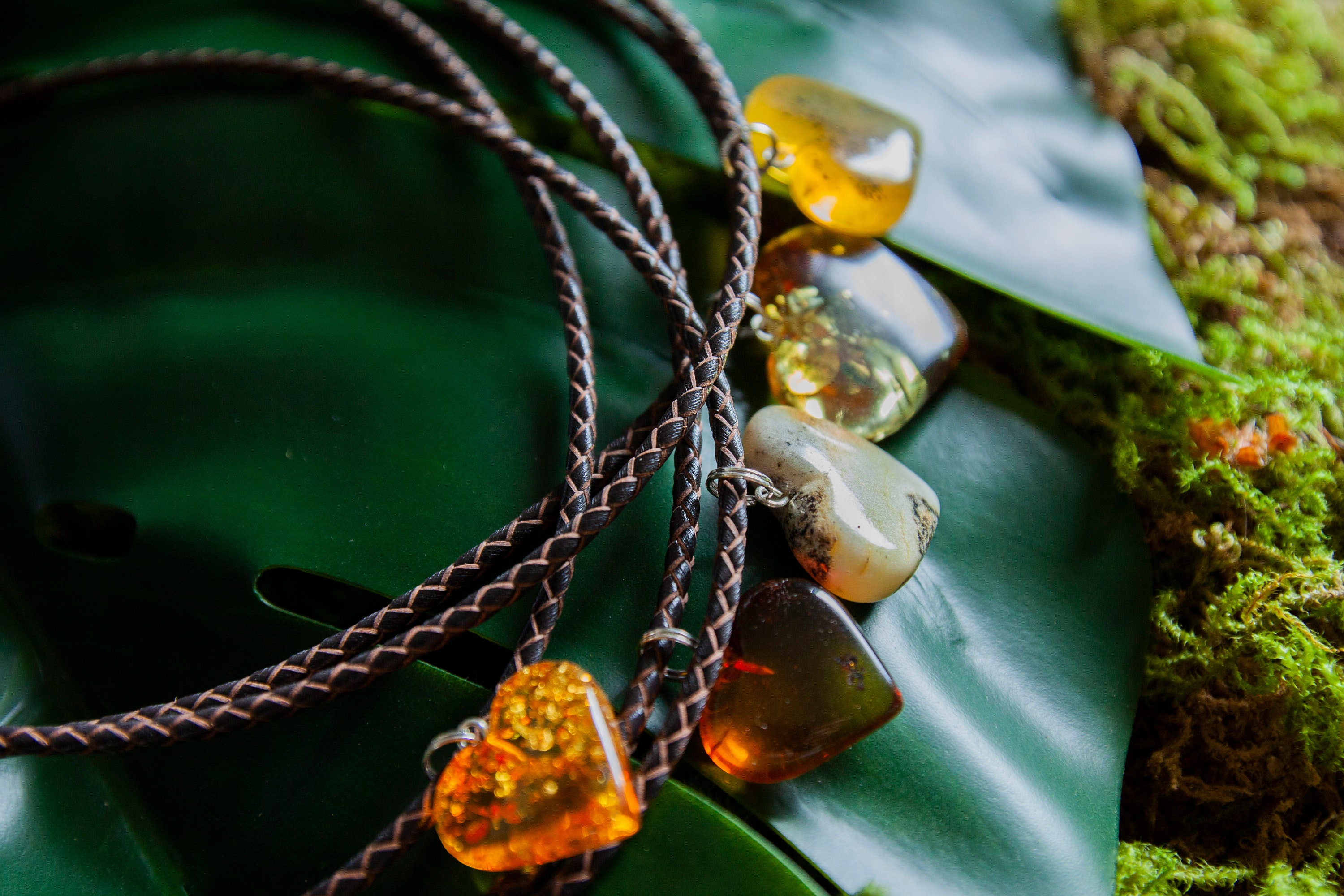 Heart Shaped Amber Pendant Necklace - Etsy