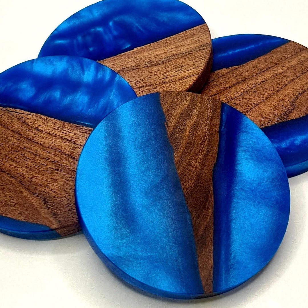 Wood Epoxy Coasters Ocean Blue - Etsy