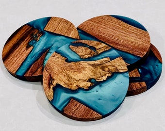 Epoxy River Coasters, Epoxy Art, Resin Coasters, Pebble Beach, Blue ...