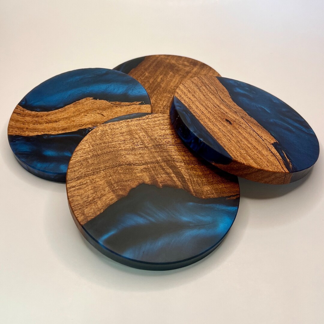 Wood Epoxy Coasters Beetle Blue - Etsy