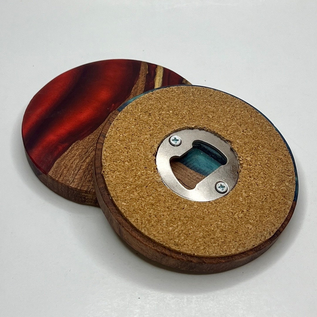 Cork Wood Epoxy Coasters/bottle Opener - Etsy