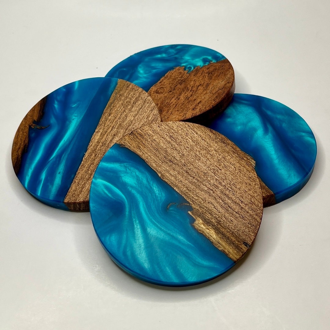 Wood Epoxy Coasters Blue - Etsy