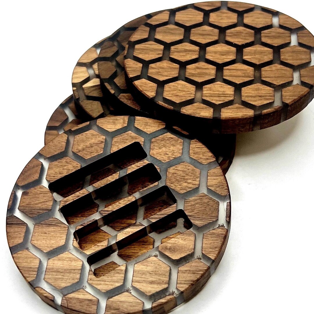Black Walnut Epoxy Coasters Honeycomb - Etsy