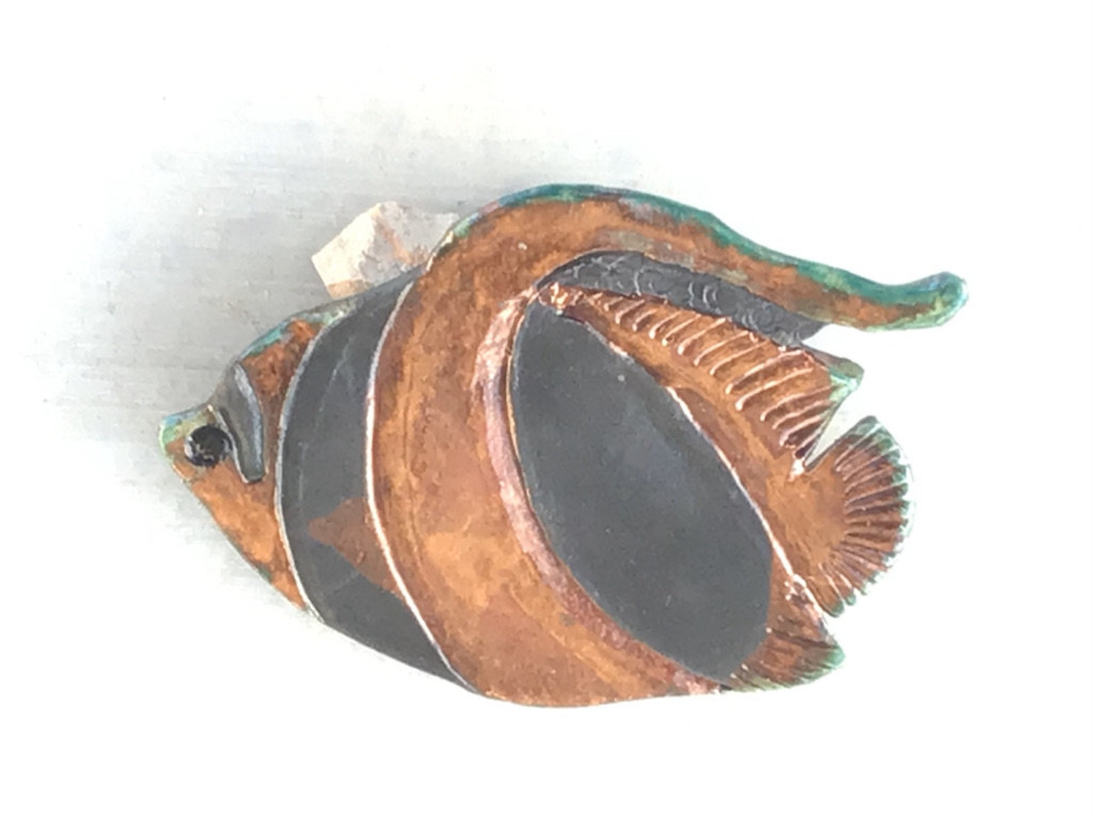 Pennant Fish Raku Pottery Black and Copper Hand Made and Fired Ready to ...